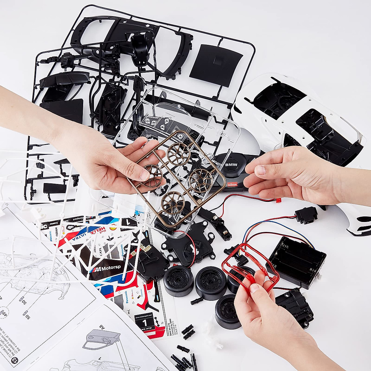 RASTAR RC Car Kits to Build for 1/18 BMW M8 GTE Remote Control Car, Build Your Own RC Car, Gift Ideas for 8+, 2mph Low Speed for Beginner, White