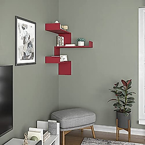 Ada Home Décor Walker Wall Shelf, 24" x 35" x 9", Burgundy