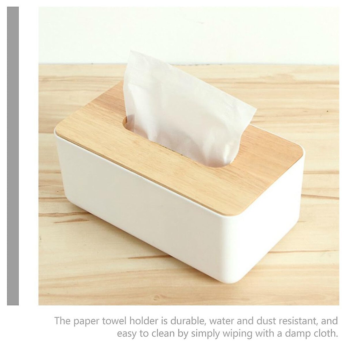 Alipis Bamboo Tissue Box Cover Holder Facial Tissue Dispenser Box Rectangle Paper Tissue Napkin Holder for Bathroom Kitchen Home Countertop