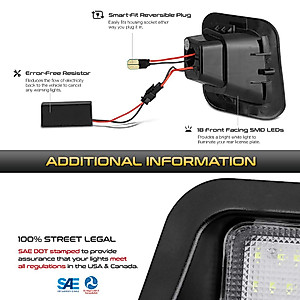 VIPMOTOZ Full LED License Plate Light For 2003-2018 Compatible with Dodge RAM 1500 2500 3500 Pickup Truck, 6000K Diamond White, 2-Pieces Tag Lamp Assembly Replacement
