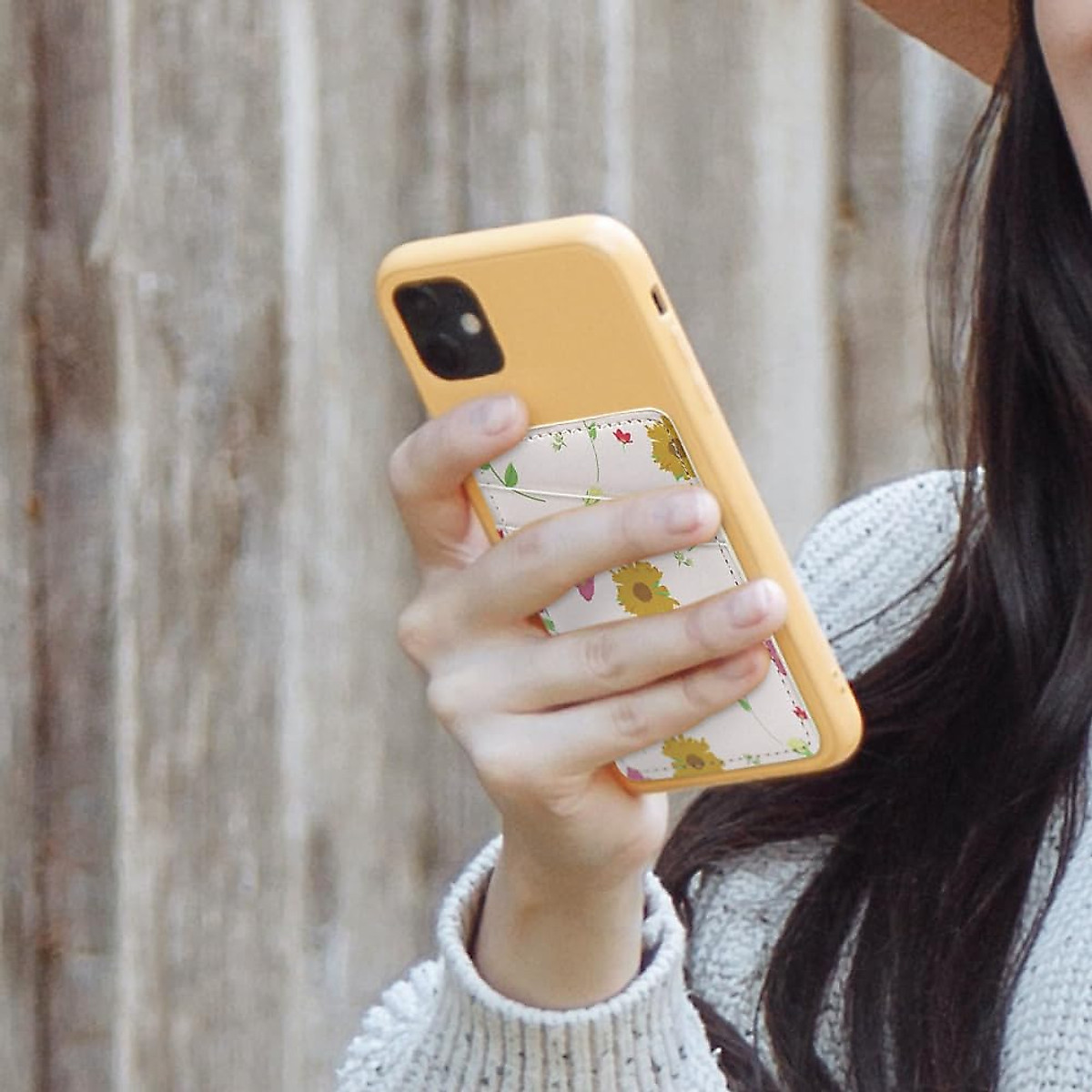 2Pack Card Holder for Phone Case, Leather Phone Card Holder, Cute Stick On Credit Card Wallet for Back of Phone iPhone and Android - White,Black