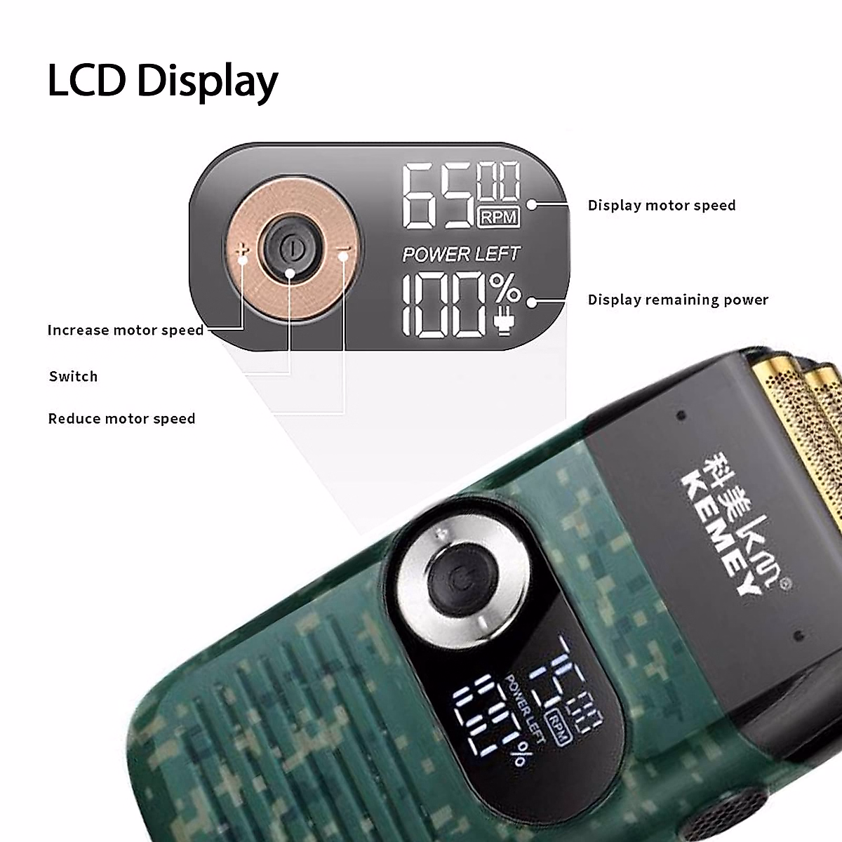 KEMEI Razor Barber for Men,Electric Razor Rechargeable with Beard Trimmer,Cordless Lithium Titanium Razor with Travel Case