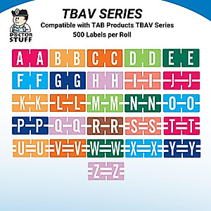 Doctor Stuff - File Folder Labels, Alphabet Letter B, TAB Products - TBAV Series Compatible Alpha Stickers, Fluorescent Orange, 1/2" x 1”, 500/Roll