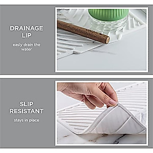 COOK WITH COLOR Silicone Dish Drying Mat - Heat Resistant Silicone Drying Mat for Dishes - 15" x 9.65" Dish Pads for Drying - Kitchen Counter Mat and Trivet, Dishwasher Safe (Marble)