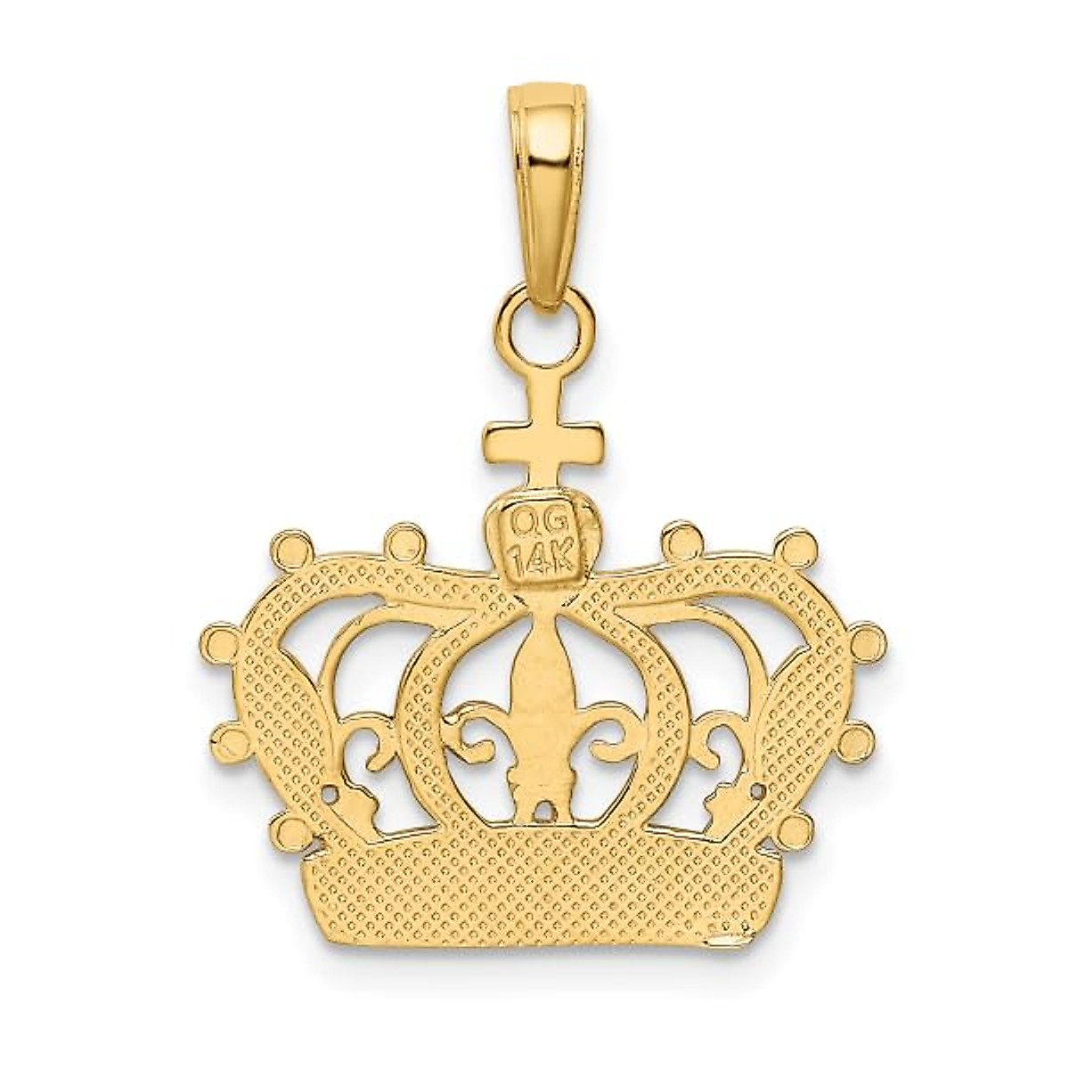 IceCarats 14K Yellow Gold Royal Princess Crown Necklace Charm Pendant 27mm x 20mm Only