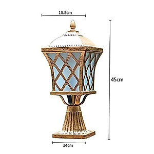 MODEBHD European Victoria Aluminum Tradition Garden Patio Lawn Lamp Column Light E27 Decoration Glass Lantern Outdoor Waterproof Floor Lamp Pillar Street Post Light Column Lamps