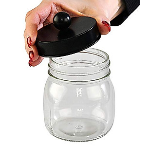 Home-X Mason Jar for Bathroom Organization, Apothecary Jars with Lids (Black) 8oz Capacity