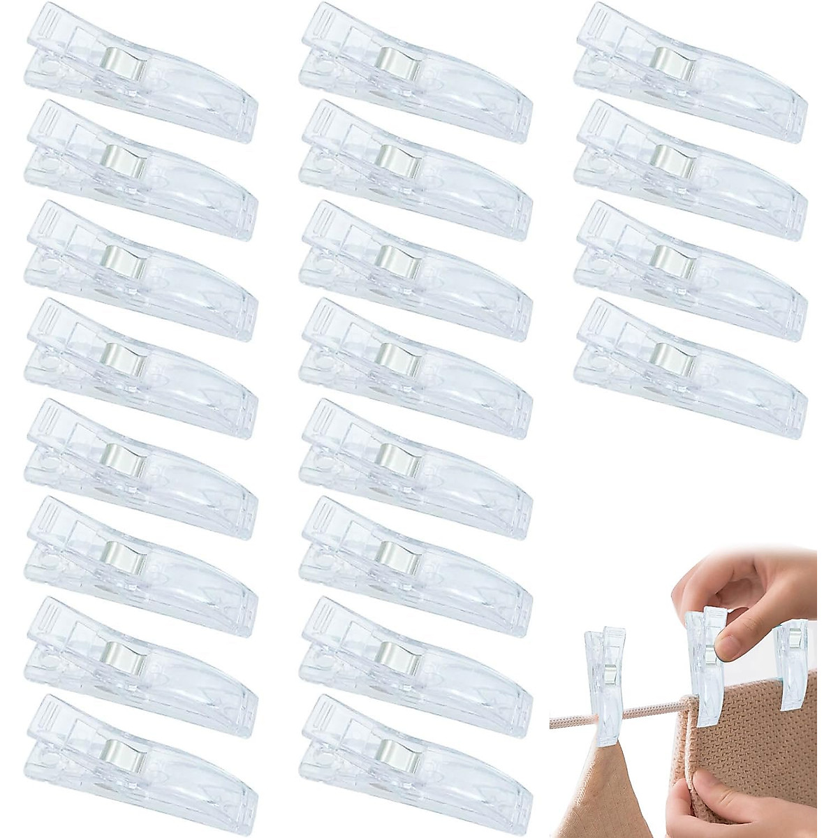 20 PCS Hanger Clips for Pleated Paper Blinds Shades, Multi-Purpose Plastic Hanger Clips Clear Plastic Blinds Clips Strong Pinch Finger Clips for Window Blinds Shades Clips That Hold Curtains