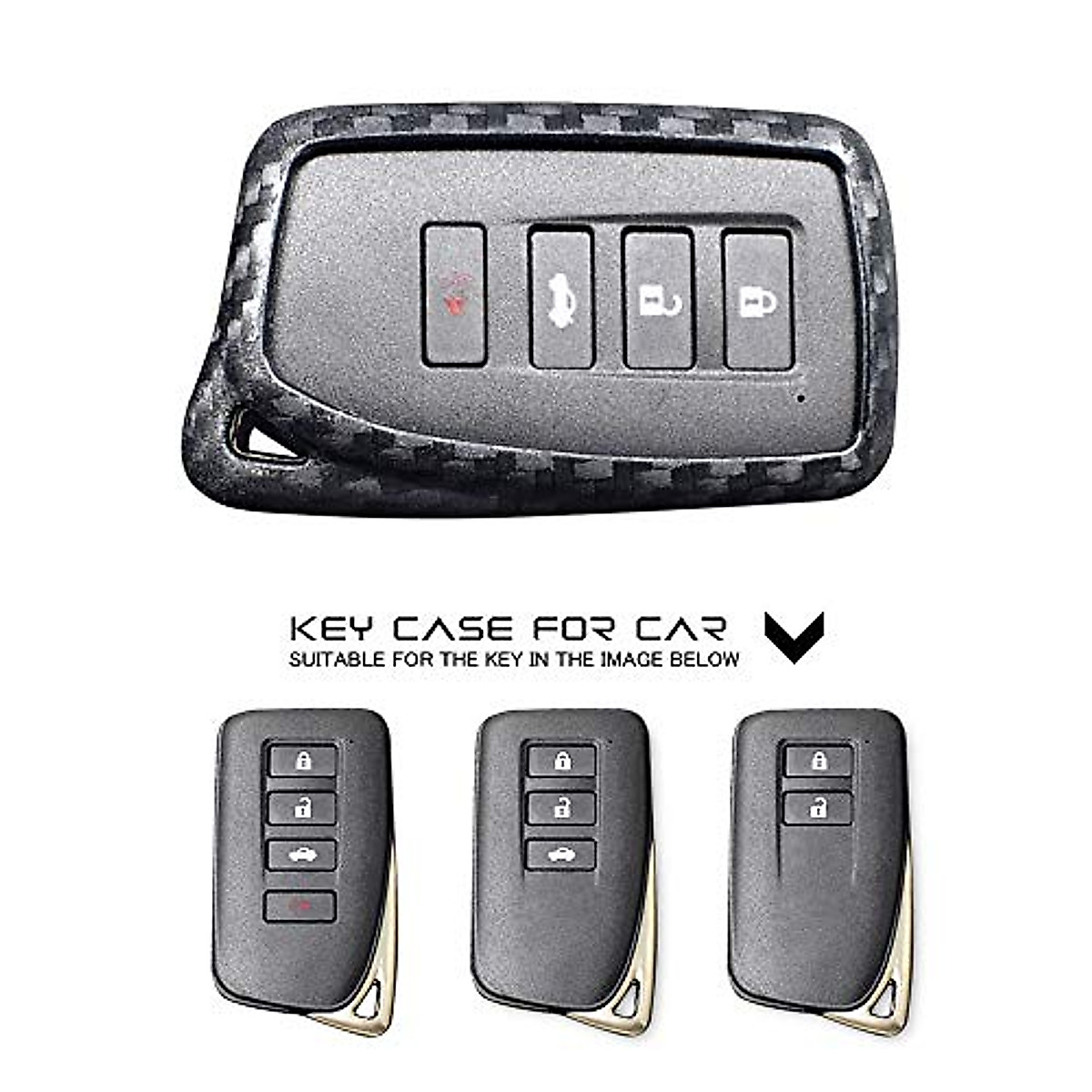 Ceyes Carbon Fiber Texture Protective Key Cover Car Smart Key Cover Car Remote Key Fob Cover for Lexus ES350 ES300h ES250 GS450 GS350 GS200 NX200 NX300H NX200T RX200T RC-F EX300 EX250 EX200