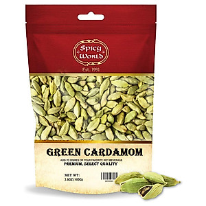 Spicy World Green Cardamom Pods 3.5 Oz - As Seen on Tik Tok - Premium Quality Whole Green Cardamom Pods | Vegan | Large | Aromatic Cardamon