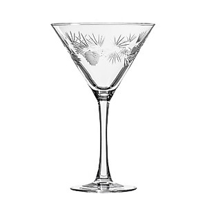 Rolf Glass Icy Pine Martini Glass - Set of 2 Stemmed 10 Ounce Martini Glasses - Lead-Free Glass - Diamond-Wheel Engraved Cocktail Glasses - Made in the USA
