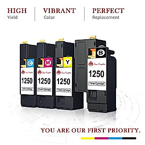 Toner Kingdom Compatible Toner Cartridge Replacement for Dell 1250 to use with 1250C C1760NW C1765NFW 1350cnw 1355cn 1355cnw C1765NF Printer 810WH C5GC3 XMX5D WM2JC (4-Pack, Black Cyan Magenta Yellow)