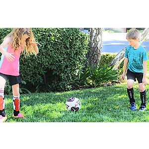 Kids Soccer Shin Guards with Foam Backing & Adjustable Straps. Fits Ages 8-13. Black