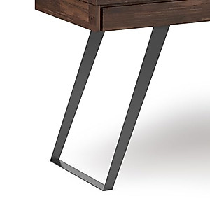 SIMPLIHOME Lowry SOLID WOOD and Metal Modern Industrial 72 inch Wide Home Office Desk, Writing Table, Study Table Furniture in Distressed Charcoal Brown