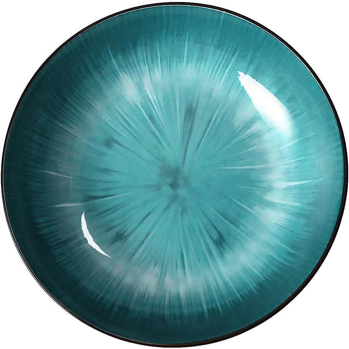 Bestone 12 Piece Round Kitchen Dinnerware Set,Plates and Bowls sets,Dishes, Plates, Bowls, Dish Set，Plates and Bowls,Service for 4, Chip Resistant Porcelain，Starburst Turquoise green