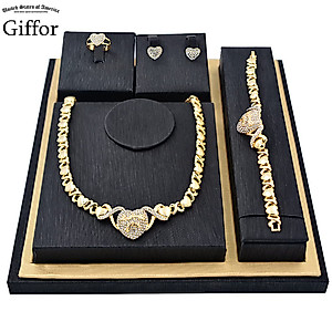 Giffor Jewellery Lady 14K Gold Filled Jewelry sets for Women Bracelets Necklaces With Earrings Gifts