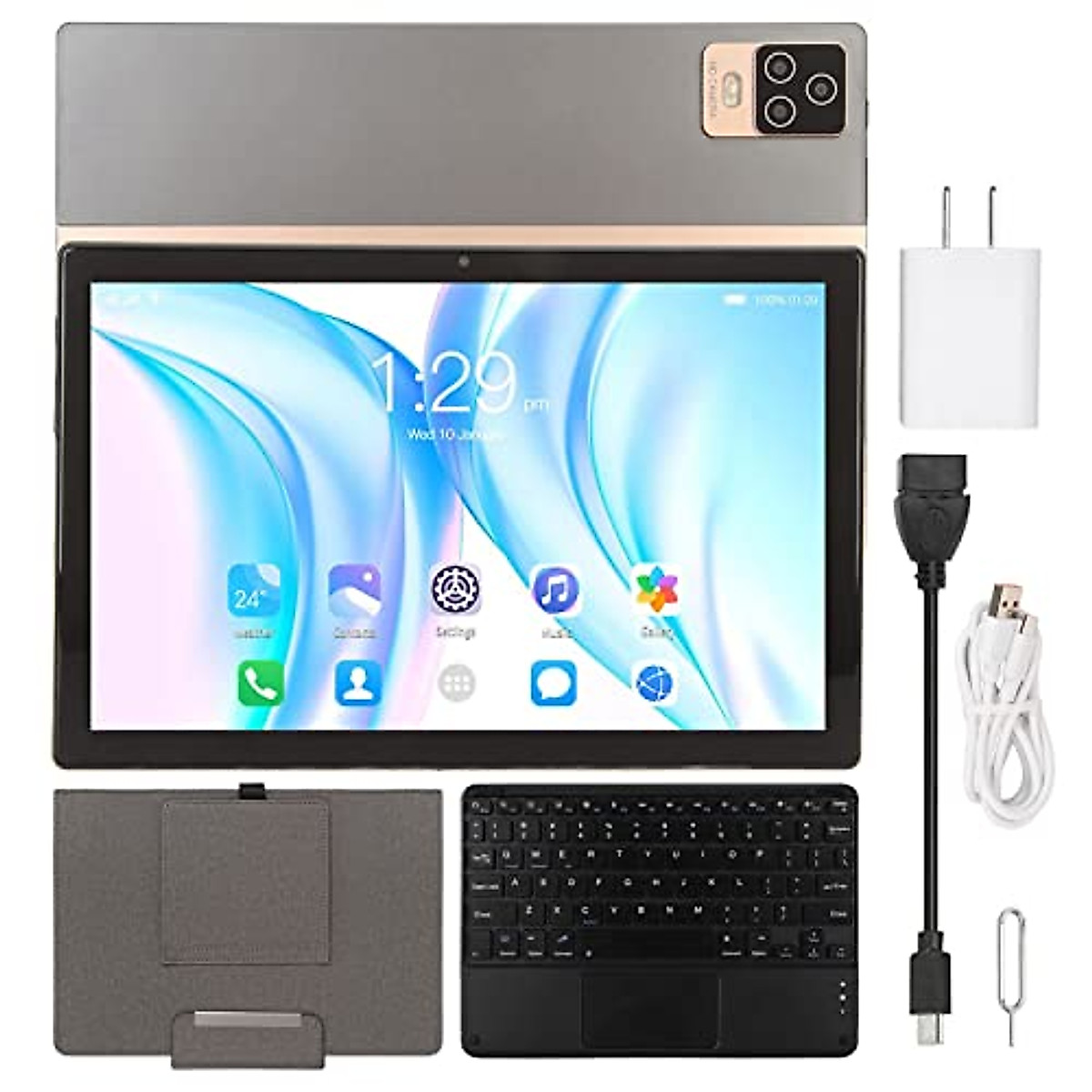 Airshi 10.1 Inch Tablet, 8GB RAM 256GB ROM 100-240V 2 in 1 FHD Tablet 8 Core CPU for Reading (US Plug)