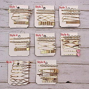 Messen Hair Pins Set Geometric Hair Clips Metal Hairpin Minimalist Hair Styling Jewelry Hair Clamps Accessories Barrettes Gold Bobby Pin for Girl Women (8 Pieces,Style 7)