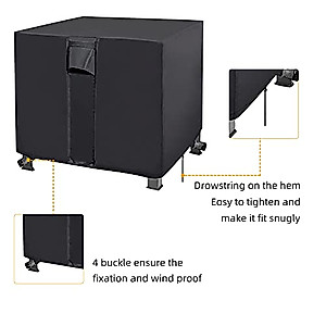 YUZ Fire Pit Table Cover Square 30 x 30 x 25 inch, Waterproof Fire Table Cover Square Anti-UV Heavy Duty Patio Gas Firepit Furniture Table Covers with Air Vent and Handle Firepits 30x30