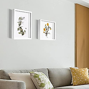 TouYinger 8x8 Shadow Box Frame Display Case with Letter Stickers, 3D Picture Frame, Display Case Box for Memorabilia, Baby Items, Wedding Memories, Crafts, Tickets and Photos (White, 8x8)