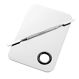 Professional Pro Stainless Steel Makeup Palette Cosmetic Palette with Spatula Tool Makeup Art Tool For Nail Art Eye Shadow Eyelash Makeup Professional Pigment Blending（6 x 4 Inch Sliver）