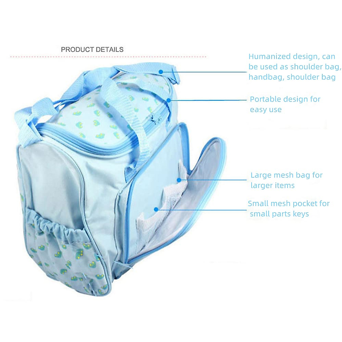 4 pcs Baby Diaper Bag Tote,Mommy Bag for Hospital,Maternity Tote, Waterproof, Multi-Functional, Large Capacity for Mom and Dad (Blue)