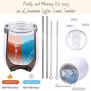 Pregnancy Gift Est 2022, First Time Mom Gifts for Women, New Parents Wine Tumbler Set Baby Onesie Socks Bib Decision Coin - Top Mom Dad Gift Set Idea for Baby Shower, Gender Reveal (7 pcs Set)