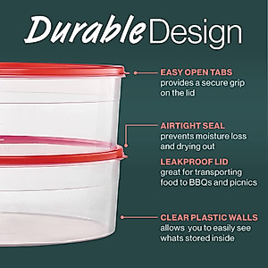 Pie Carrier Cake Storage Clear Container with Red Lid | 10.5" Large Round Plastic Cupcake Cheesecake Muffin Flan Cookie Tortilla Holder Storage Containers Airtight | Pie Keeper Transport Container