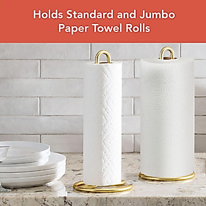 Spectrum Diversified Euro Holder for Kitchen Countertops, Bars & Dining Tables Steel Paper Towel Stand, Fits Standard & Jumbo Rolls, 1 Count, Chrome