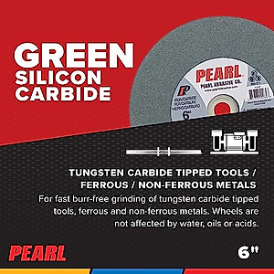 Pearl Abrasive BG610120 Green Silicon Carbide Bench Grinding Wheel with C120 Grit