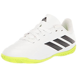 adidas Copa Pure.4 Indoor Sneaker, White/Core Black/Lucid Lemon, 1 US Unisex Little Kid