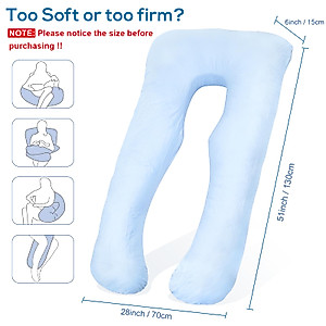 Tree.NB Full Body Pregnancy and Kid U Shape Pillow for Maternity and Pregnant Women, Blue (130 * 70 * 15CM)
