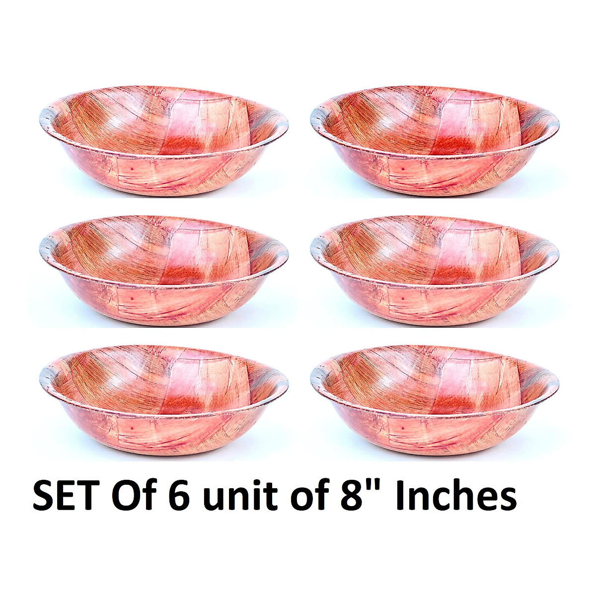 United Brands USA Wood Wooden Salad Bowl Set 6 (8 inches)