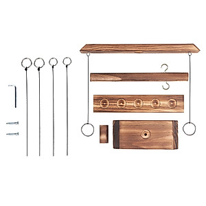 Tabletop Hooks Game, Ring Toss Game for Kids Adults, Handheld Board Games with Shot Ladder Bundle,Outdoor Indoor Handmade Wooden Hook and Ring Shot Games for Adults Party