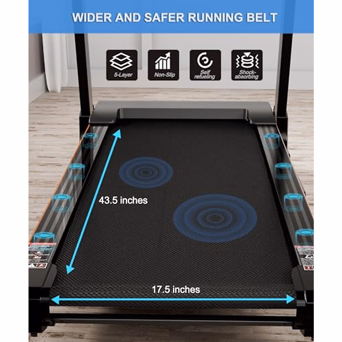 Treadmills for Home, Foldable Treadmill with Incline Automatic 15%, 3.5HP Portable Folding Jogging Running Machine for Home Office Gym, 265Lbs Capacity, Wide Running Belt, APP and Bluetooth