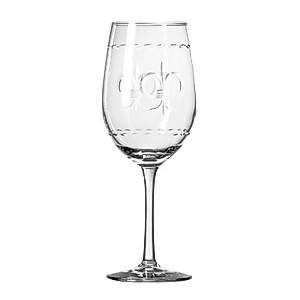 Rolf Glass Fleur De Lis White Wine Glass 12 ounce - Stemmed Wine Glasses Set of 4 – Lead-Free Glass - Diamond Wheel Engraved Wine Glasses - Made in the USA