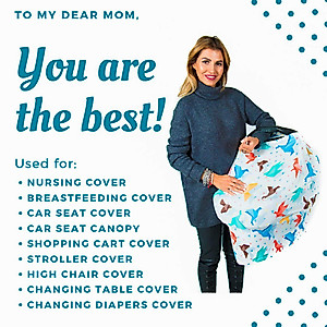 Nursing Breastfeeding Cover Scarf - Baby Car Seat Canopy - Gift - Shopping Cart, Stroller, Car Seat Cover for Girls and Boys - Best Multi-Use Infinity Stretchy Shawl - Origami