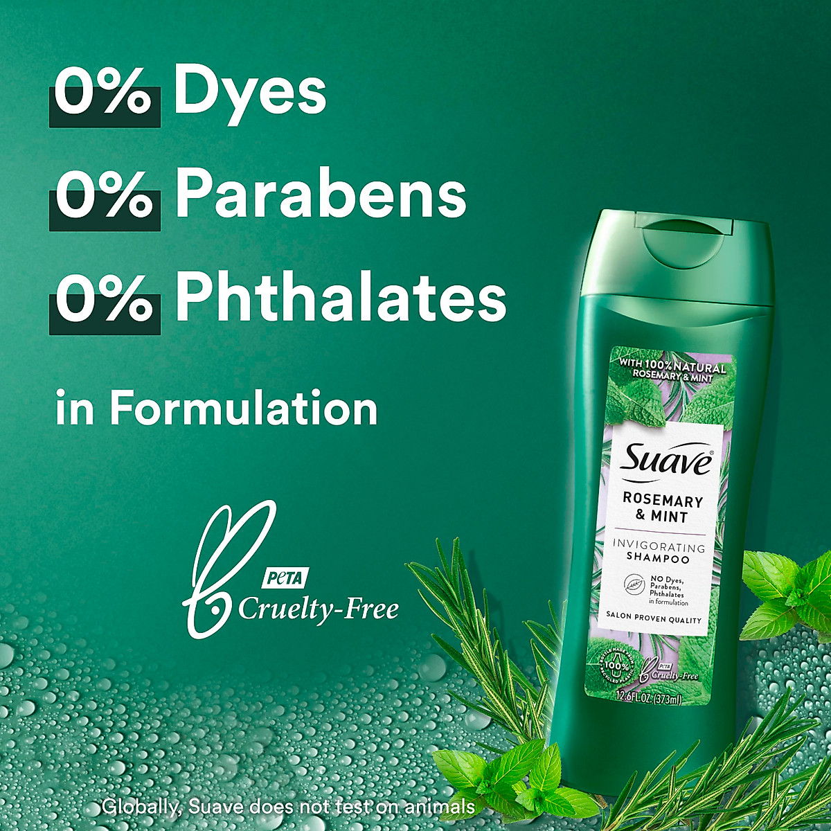 Suave Shampoo and Conditioner, Rosemary & Mint – Invigorating Formula with 100% Natural Essential Oils, 12.6 Oz Ea