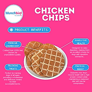 Chicken Chips Chicken Waffle Dog Treat Training Treats Lean Treats Dog Dehydrated Dog Treats for Small Medium Large Dog Puppy Chicken Treats for Dogs (3.5 OZ, Crunchy Chicken Chips)