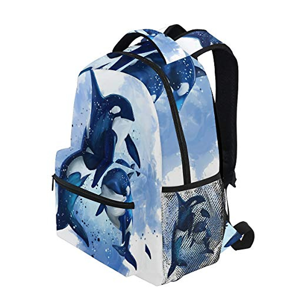 AUUXVA Backpack Killer Whale Ocean Watercolor School Shoulder Bag Large Waterproof Durable Bookbag Laptop Daypack for Students Teens Girls Boys Elementary