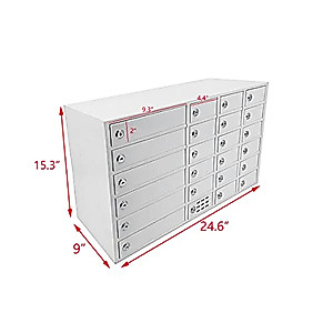 FixtureDisplays® 24-Slot Cellphone USB Charging Station Lockers Assignment Mail Slot Box  24 W x 15 H x 9" D Big (8.2") and Small (4.4") Slots 15255