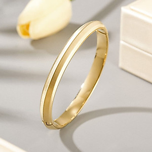 WISTIC 18K Bar Screw Bracelets Cuff Bangle for Men Chunky Bracelet for Women Closely Clasp Wristband Gold Touch of Luxury Polished FriendshipJwewrly (D8 for men Gold)