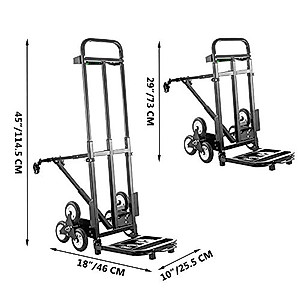 VEVOR Stair Climbing Cart 460lbs Capacity, Portable Folding Trolley with 5Inch and 1.5Inch Wheels, Stair Climber Hand Truck with Adjustable Handle, All Terrain Heavy Duty Dolly Cart for Stairs