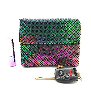 Frewahmesh X-Small Women clutch metal mesh evening purse bag for Cocktail Party Prom Wedding Banquet (Multi color