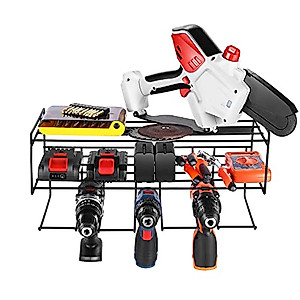 Soldow Power Tool Organizer Drill Storage Rack, Heavy Duty Floating Tool Shelf Wall Mounted, Cordless Drill Holder Hanging Steel Rack for Tools Storage Garage, Pegboard, Plank, Cement Wall
