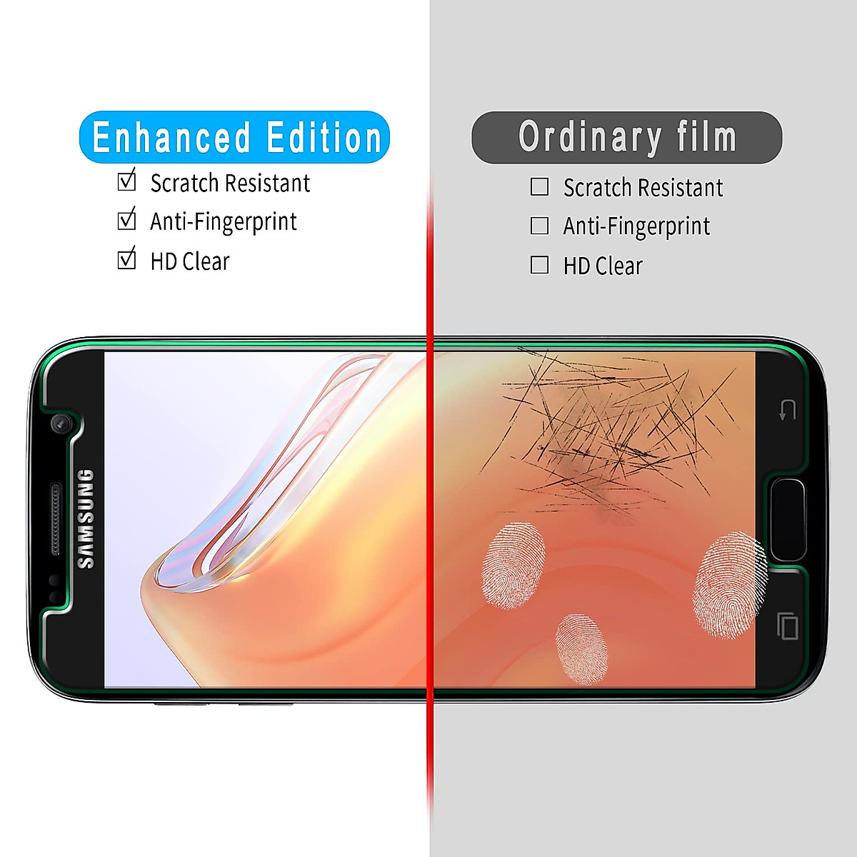 Slanku [3 Pack] for Samsung Galaxy S7 Screen Protector Tempered Glass, Anti-Scratch, Easy installation, 9H Hardness, Bubbles Free