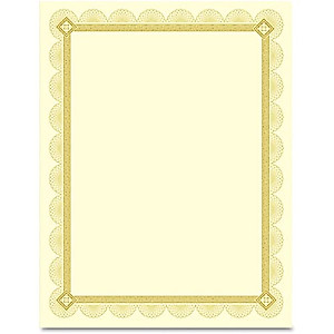 Southworth® Premium Foil Certificates, 8 1/2" x 11", 66 Lb, Ivory/Gold Foil Fleur, Pack Of 15