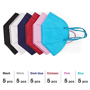 KN95 Face Mask 30PCS, Approved Individually Wrapped 5-Layers Face Mask for Adults Men Women, Colplay Comfortable Breathable Mascarillas KN95 Anti Dust Pollen, Efficiency Over 98.1%, 6-Color Pack