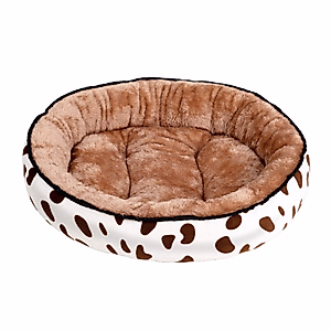 Durable Comfortable Natural Cat Dog Beds for Pet,Lovely Bear Paw Shape Dog Cats Pet Cushion Bed Warm Plush Soft Nests Kennel - Coffee S