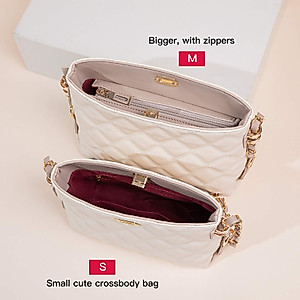 Sivim Crossbody Bags for Women Medium Size Leather Cute Crossbody Purse Shoulder Bag with Adjustable Gold Chain Strap(Medium Beige)